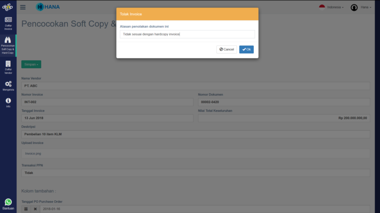 Pencocokan Soft copy dan Hard copy – Panduan Penggunaan DropInvoice