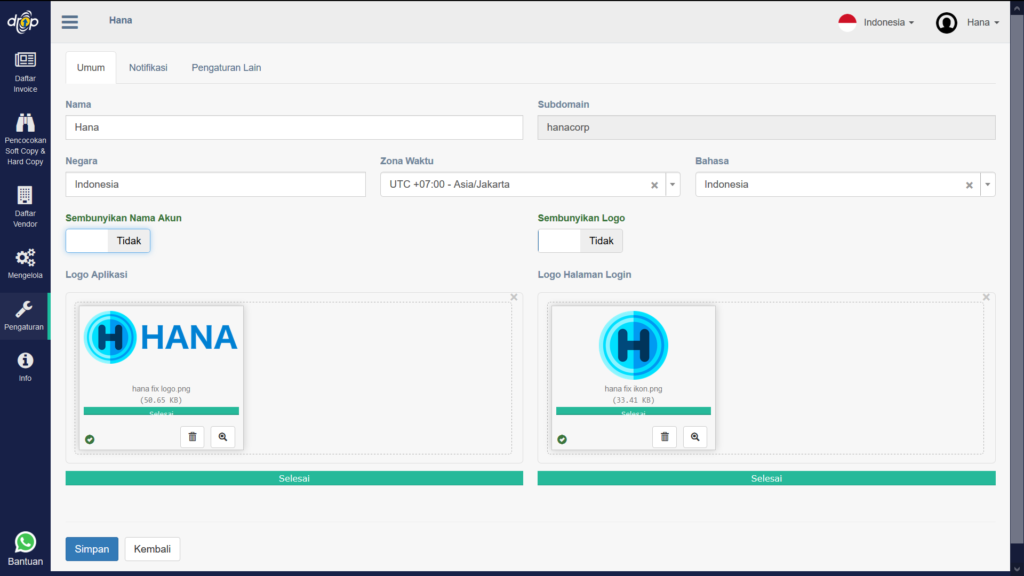 Cara Mengelola Pengaturan Akun – Panduan Penggunaan DropInvoice