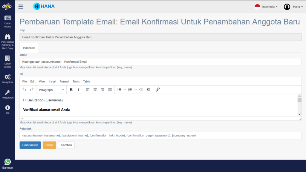 Cara Mengelola Template Email – Panduan Penggunaan DropInvoice
